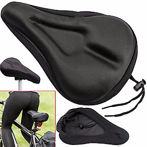 Gel Bike Seat Cover, Best Bike Saddle Cover with Black Waterproof Saddle Cover- Extra Comfortable Gel Bicycle Seat for MTB Mountain Bike Seat & City Road Bike Saddle-Padded Bike Cushion Saddle Cover
