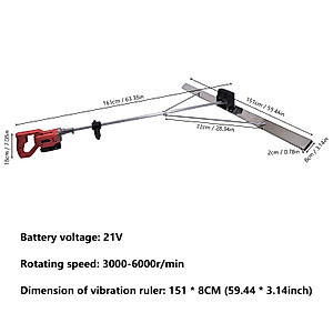 Concrete Surface Vibrator Battery Powered Cement Vibrating Leveling Tool Brushless Motor Concrete Surface Screed with 1.51mx 8cm Scraper 3000-6000Rpm