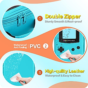 Hairao Kids Lunch Box Insulated Soft Lunch Bag Leather Lunch Box Gameboy Mini Cooler Back to School Thermal Meal Tote Kit Boys Girls Teens