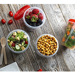 Elegant Disposables (32 Ounce 10 Pack) Twist cap Containers Clear Bottom With Red Top Screw on Lids Twist Top Food Storage Freezer Containers