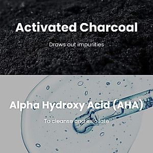 BLAQ Activated Charcoal Face Wipes - Dual Sided Charcoal Facial Cleansing Cloths - Makeup Remover, Exfoliating AHA boosted, Pore Cleansing for Acne Prone Skin - Travel Size Face Wash Cloth - 25 pcs