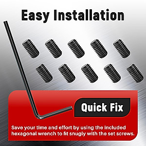 Terixe 10-Pack 155023 Screw Kit Replacement for Moen | Carbon Steel Set Screw Kit | Includes Wrench for Kitchen Faucet Handle Repair & Faucet Replacement Parts