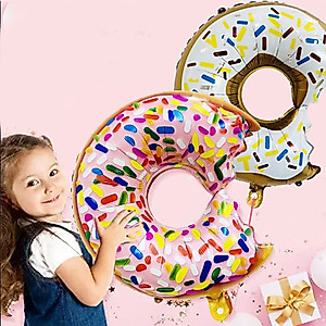 6 Pcs Donut Balloons Kit Large Multicolor Donut Aluminum Foil Balloons for Donut Theme Birthday Party Decorations Baby Shower Wedding Donut Time Candy Balloons（28 Inch）