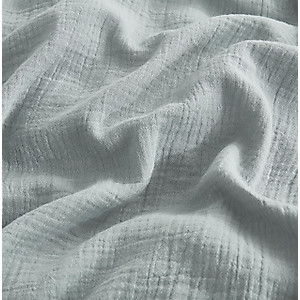 Chezmoi Collection Breeze 3-Piece Cotton Gauze King Duvet Cover Set, Light Blue-Gray Soft Washed Cotton Linen Like Textured Breathable Comforter Cover with Button Closure