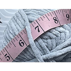 Grey Velvet Chenille Yarn - Bulky 100 Gram (3.53 Ounces) 100 Meters (109 Yards)