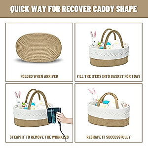 Caroeas Portable Diaper Caddy Organizer, X-Large Nursery Storage Bin with Divider, Changing Table Organizer, Baby Gift Baskets, Brown