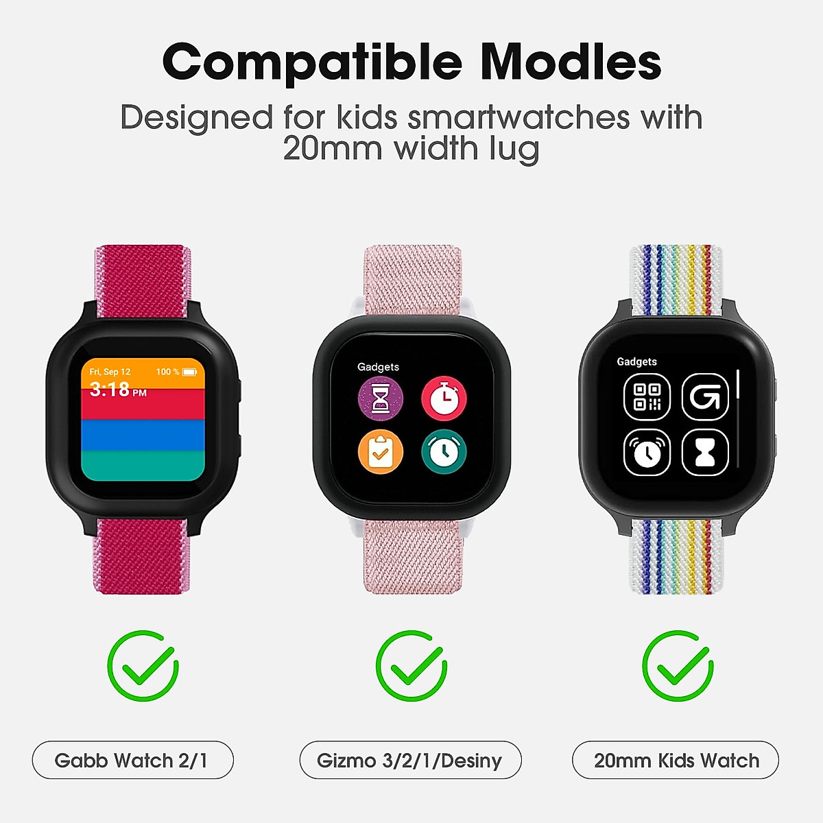 SimpleThings Compatible with Gabb Watch 3 Screen Protector, 3Pack HD Clear Tempered Glass Screen Protector & Hard PC Protective Bumper for Boys Girls (Purple&Pink)