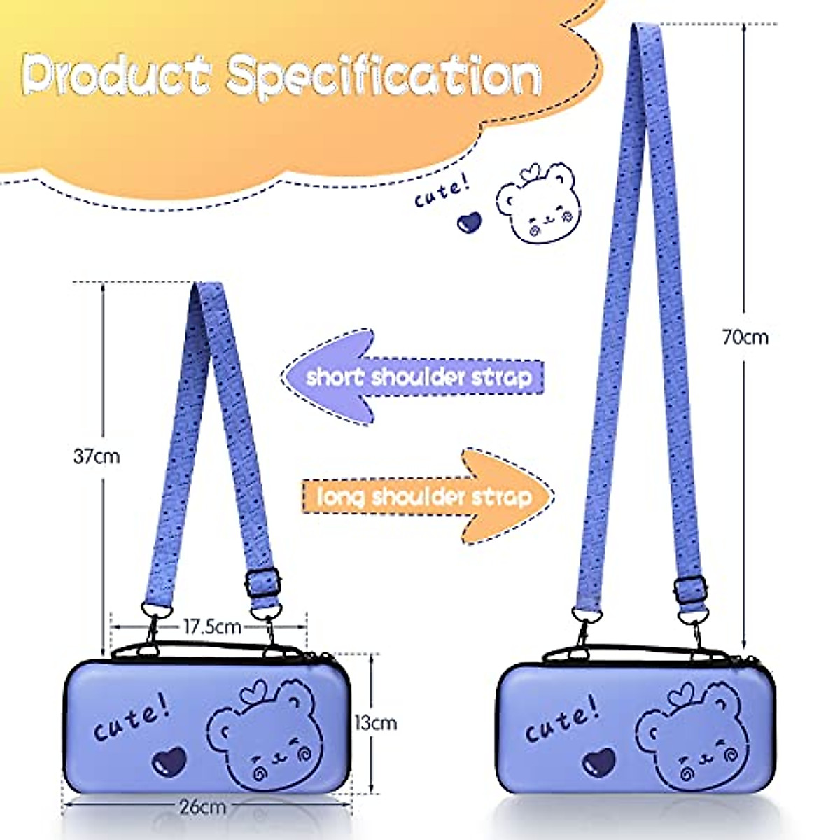 Weewooday Rabbit Protective Case and Carrying Case, Soft Slim Case Cover for Console and Controllers, Hard Shell Travel Carrying Bag with 12 Game Card Slots (Compatible with Switch)