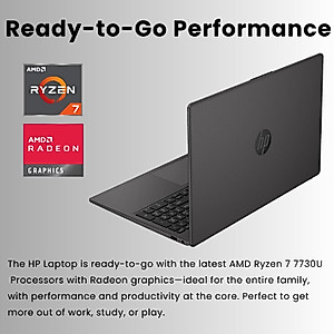 HP 15.6" FHD Business Laptop Computer, AMD 8-Core Ryzen 7 7730U (Beat i7-1355U), 4GB DDR4 RAM, 128GB PCIe SSD, WiFi 6, Bluetooth 5.3, Webcam, Type-C, HDMI, Numeric Keypad, Windows 11 Pro, Vent-Hear