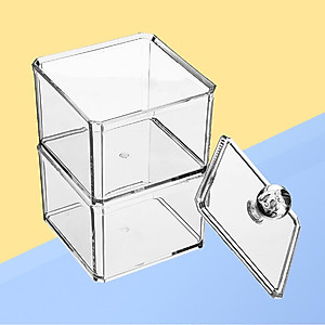 Anneome Makeup Storage Organizer Box 1 PC Double Container Transparency Layers Storage Acrylic Food Organizer Cover Tea Sorting Kitchen Bag with Clear Organizer Box