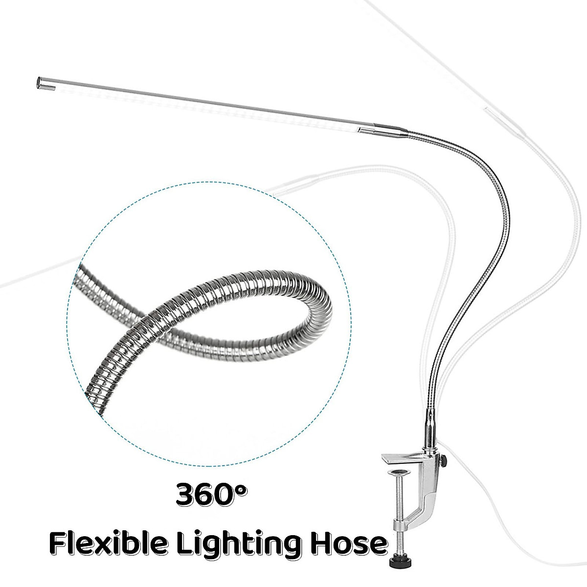 lishumei Desk Lamp with Clamp, 3 Modes 10 Brightness 360° Rotation Eye-Caring Reading Light,8W Long Flexible Gooseneck, Architect Task Lamp, USB Clamp Light for Home Office Manicure Reading