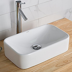 Kraus KCV-122 Ceramic Above counter Rectangular Bathroom Sink, 19.44 x 11.84 x 5 inches, White