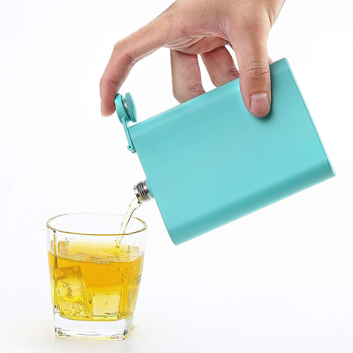 FYL Hip Flask for Liquor Matte Purple 8 Oz 18/8 Stainless Steel Leakproof with Funnel, Never-Lose Cap Flask