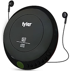 Tyler Portable CD Player Small Handheld Walkman Anti-Skip Shockproof Quality Earbuds Included Great for Kids Car Home Travel Gym USB AUX Output Disc CD-R CD-RW in-Car Compatible Compact & Lightweight