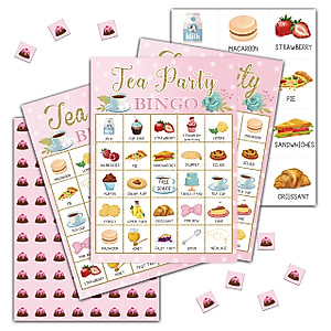 Tea Party Bridal Shower Games, Tea Party Bingo Game, Tea Party Decorations, Tea Party Favors, 24 Players Bingo Games for Bridal Shower, Bachelorette Party, Wedding Engagement Party (A06)
