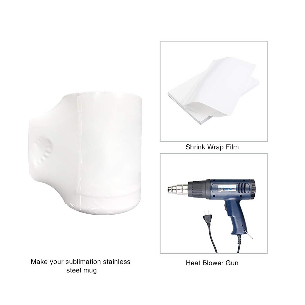 PYD Life Sublimation Coffee Mugs 10 OZ White Blanks Stainless Steel Double Wall Tumbler with Handle and Lid for Mug Tumbler Press Machine Sublimation Print 4 Pack