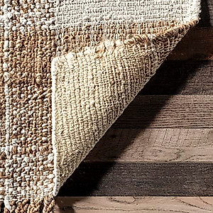 nuLOOM Tiegan Plaid Jute Tassel Area Rug, 5' x 8', Natural