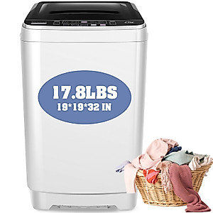 Nictemaw Portable Washing Machine, 17.8Lbs Capacity Full-Automatic Portable Washer, 2.4Cu.ft Washer and Dryer Combo with Drain Pump, 10 Programs 8 Water Levels Compact Laundry Washer for Apartment RV