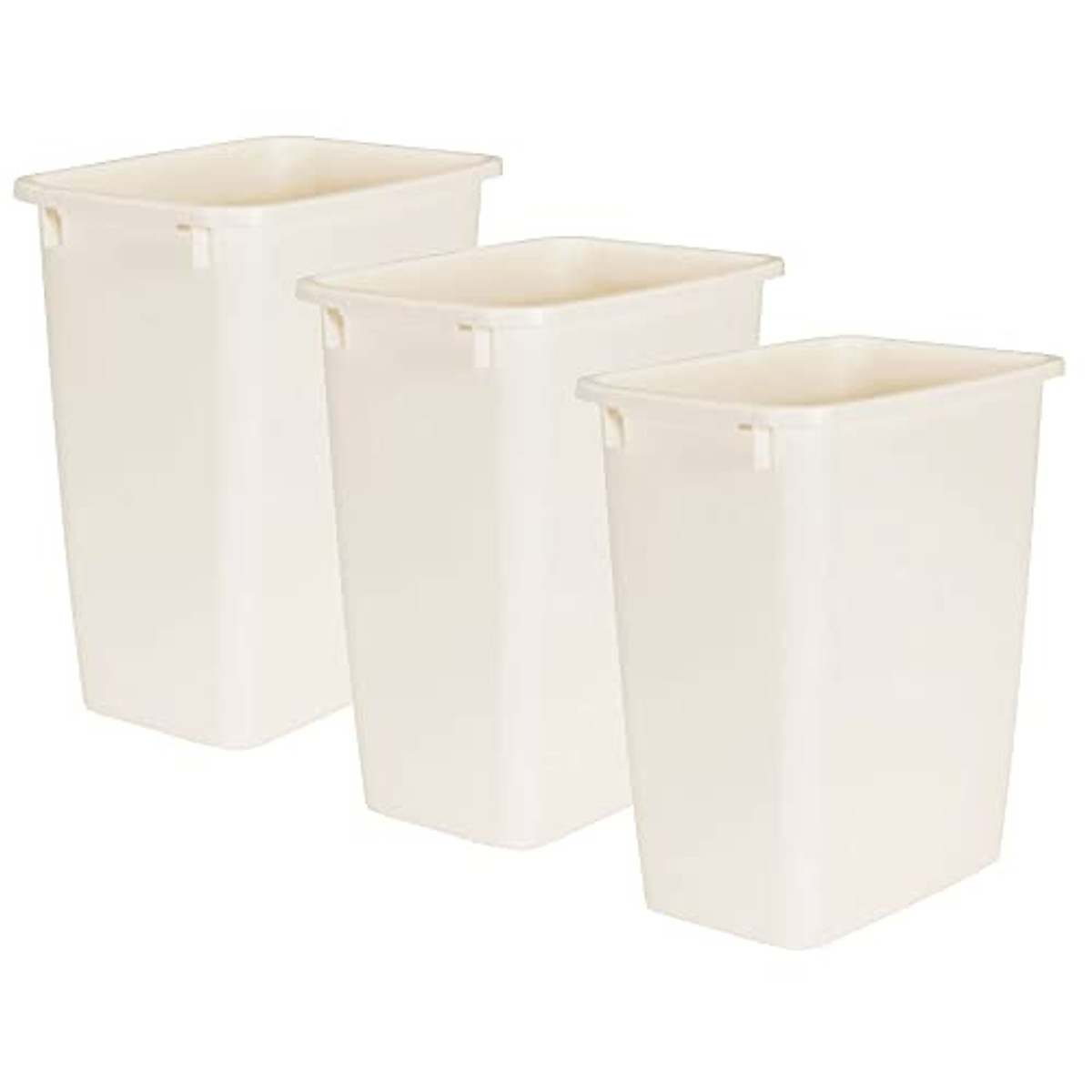 Rubbermaid 21 Quart Traditional Kitchen, Bathroom, and Office Rectangular Plastic Open Wastebasket Trash Can, Bisque (3 Pack)