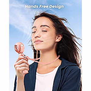 Otlonpe Handheld Fan, Mini Portable Fan[Hand Desk Neck 3 IN 1], Turbo Hand Held Fan 130°Rotatable Rechargeable Personal Fan, Small Hand Fan with 3 Speeds/Base/Lanyard for Travel Outdoor Home Office