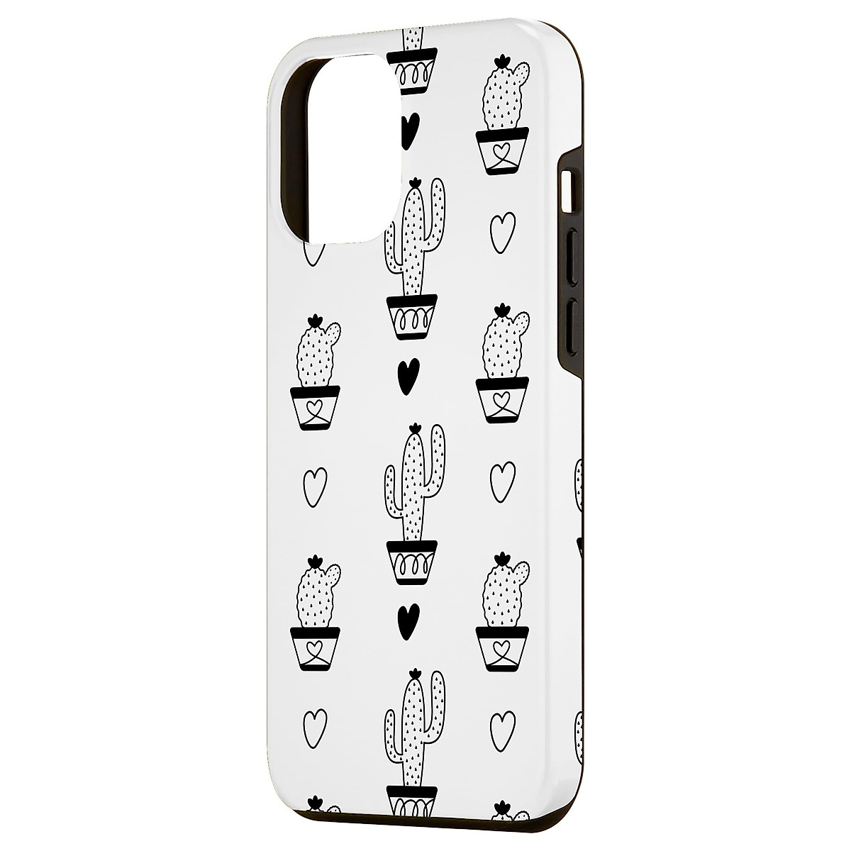 iPhone 13 Pro Max Black and White Cactus Pattern Succulent Botanical Case