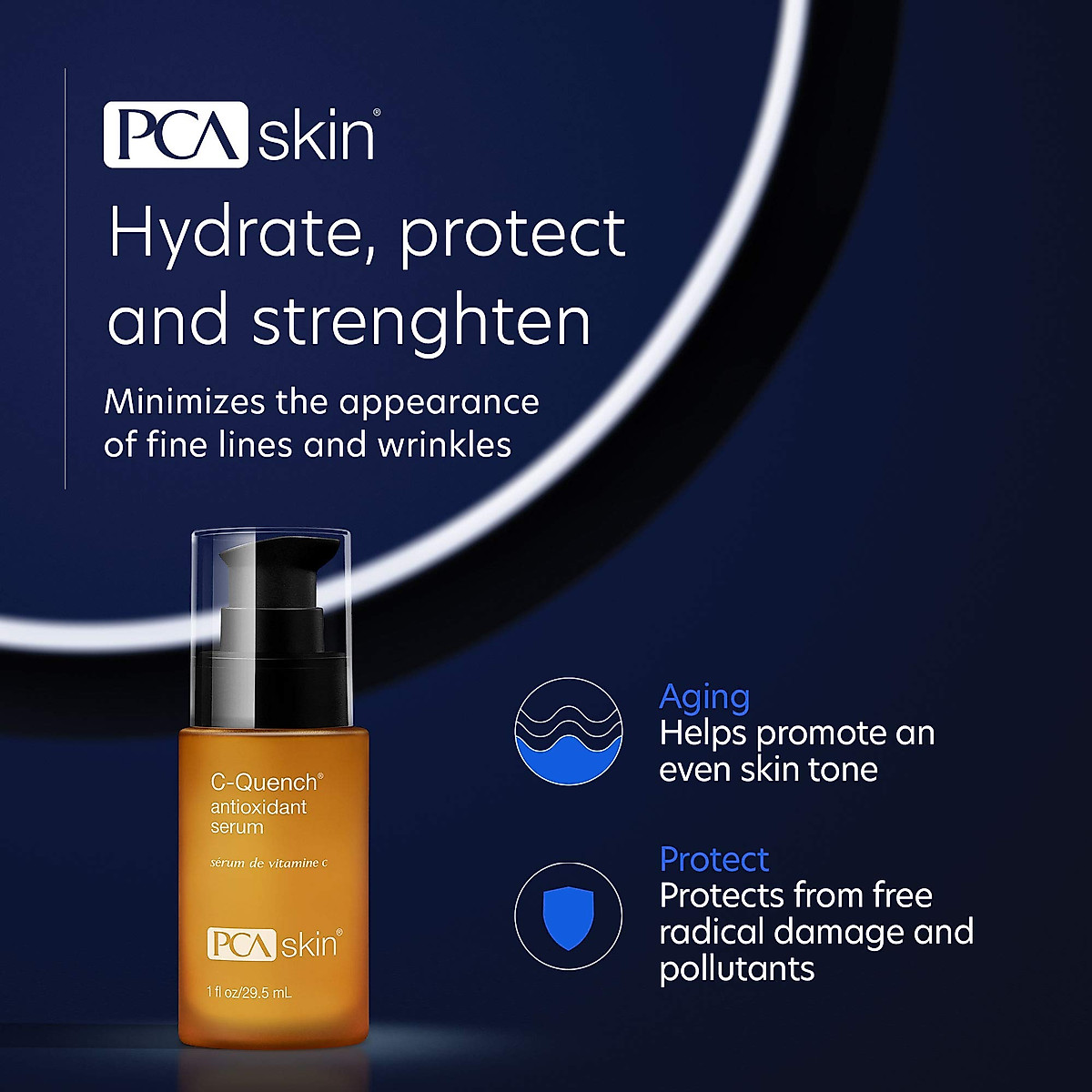 PCA SKIN Vitamin C Quench Antioxidant Protective Face Serum - Anti Aging Hydrating Facial Corrector with Hyaluronic Acid for Fine Lines & Wrinkles, Recommended for Oily & Acne-Prone Skin (1 fl oz)