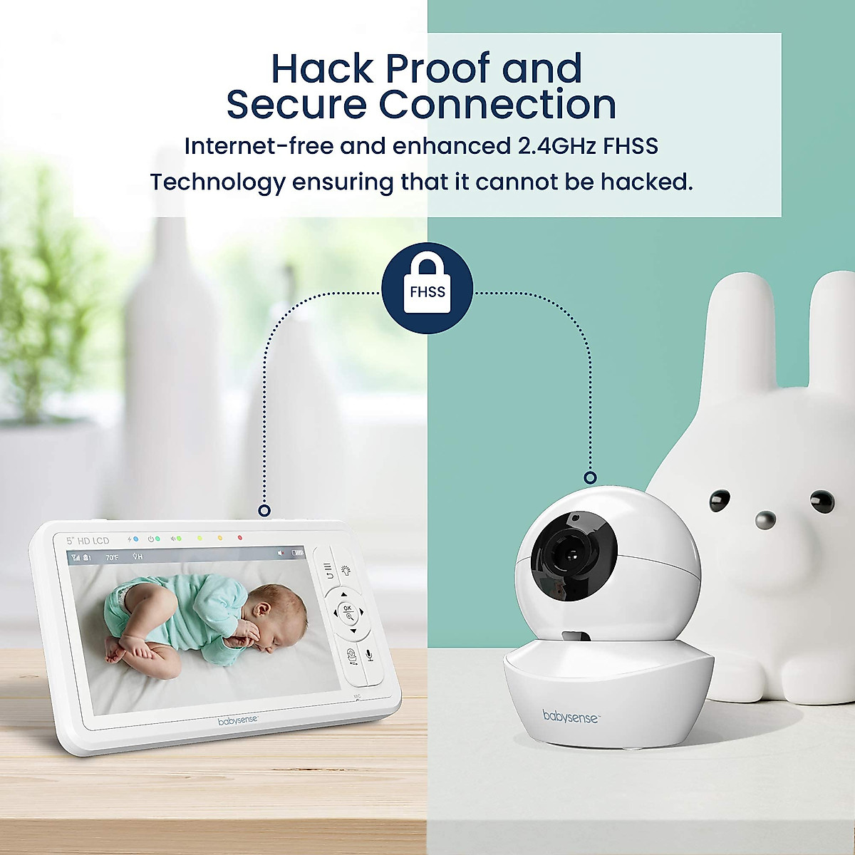 Babysense True Sleep Duo - HD Video & Movement Baby Monitor - HD Bundle Pack - HD Split Screen 5" Video Monitor with Two PTZ Cameras & Babysense 7 Under-The-Mattress Baby Movement Monitor - 2 in 1