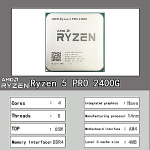 SAAKO Ryzen 5 PRO 2400G R5 PRO 2400G R5 2400G 3.6 GHz Quad-Core Eight-Thread 65W CPU Processor YD240BC5M4MFB Socket AM4 Making Computers Process Data Faster