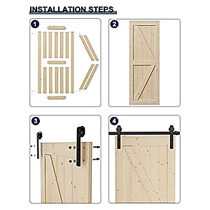 WINSOON 30in x 84 in Sliding Barn Door Interior Paneled Slab, DIY Unfinished Barn Doors Solid Spruce Wood, K Frame Planks, Pre-Drilled, Bottom Grooved, Easy to Install, Natural