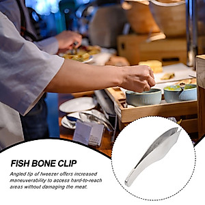 Fish Bone Tweezer Fish Bone Stainless Steel Cooking Precision Tongs Kitchen Deboning Plier Hair Removal Tool for Sea Food Chicken Angled Ham Tweezer