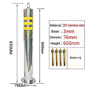 Parking Pile and Chain,Parking Bollard Warning Column with Reflective Tape,Easy Install Dedicated Parking Space Lock