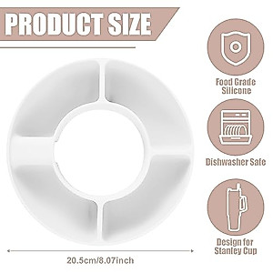 RYAJK Snack Bowl for Stanley 40 Oz Tumbler with Handle,4 Compartments for Candy,Appetizer,Nuts,Popcorn, Cup Holder for Stanley Cup Accessories (White)