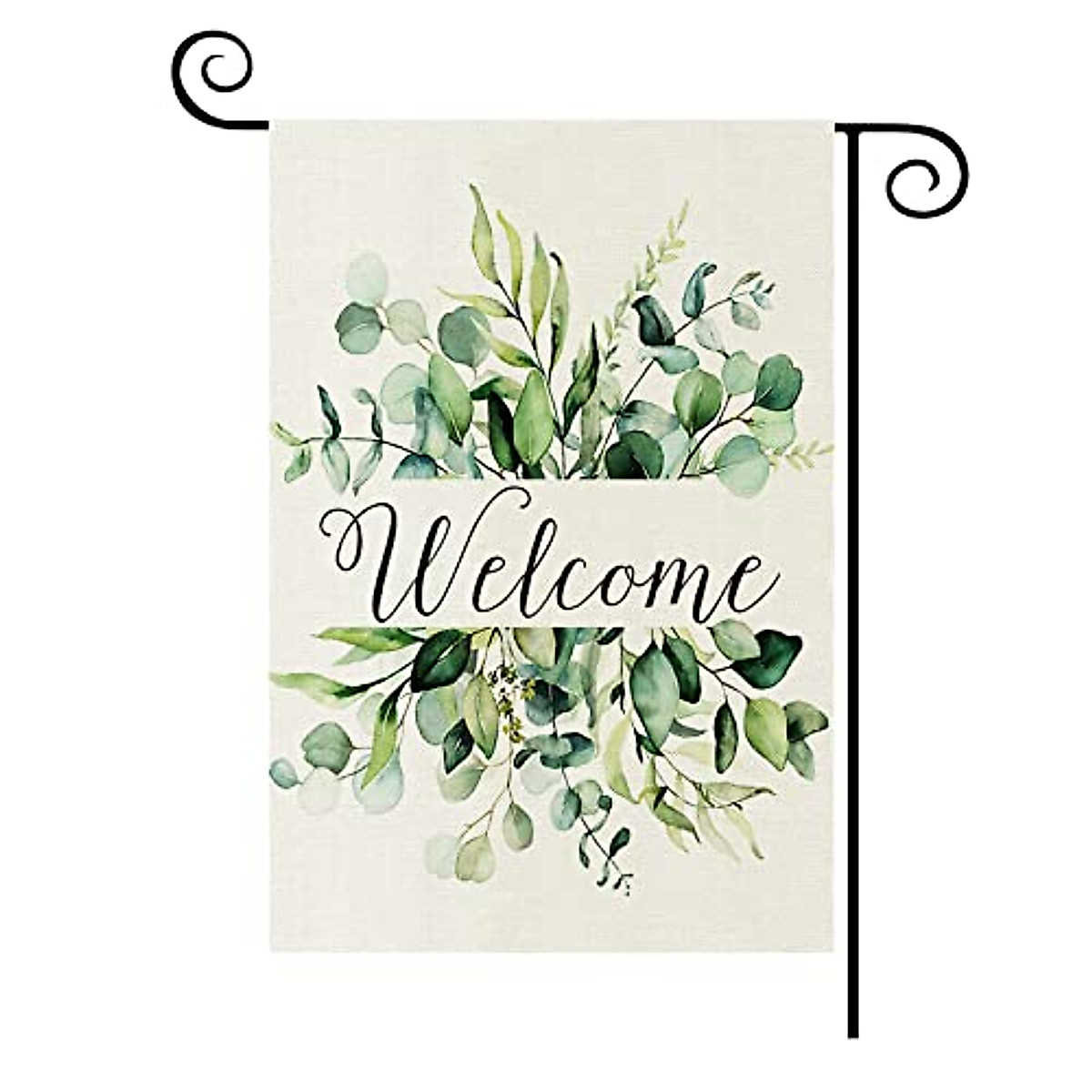 Tosewever Spring Leaves Welcome Garden Flag 12.5x18 Inch Spring Summer Green Floral Vertical Double Sided Burlap Yard Flag for Outside Holiday Outdoor Farmhouse Decor (12.5x18 inch)