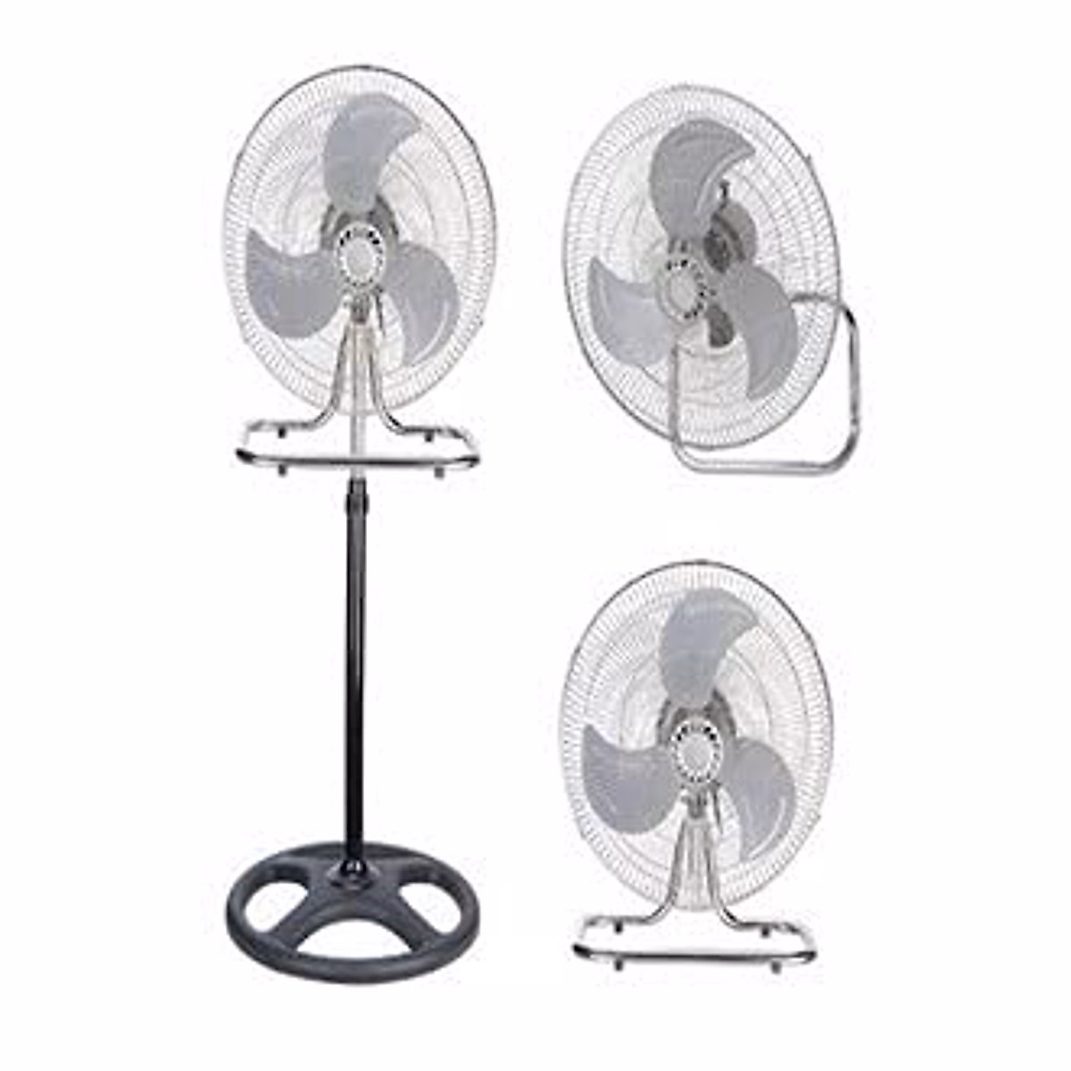 PrimeTrendz 3 in 1 (Stand + Desk + Wall Fan) High Velocity 18 Inch Industrial Grade Floor Stand Mount Oscillating Blower Fan