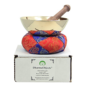 DharmaObjects Tibetan Buddhist Meditation Ring Gong Singing Bowl