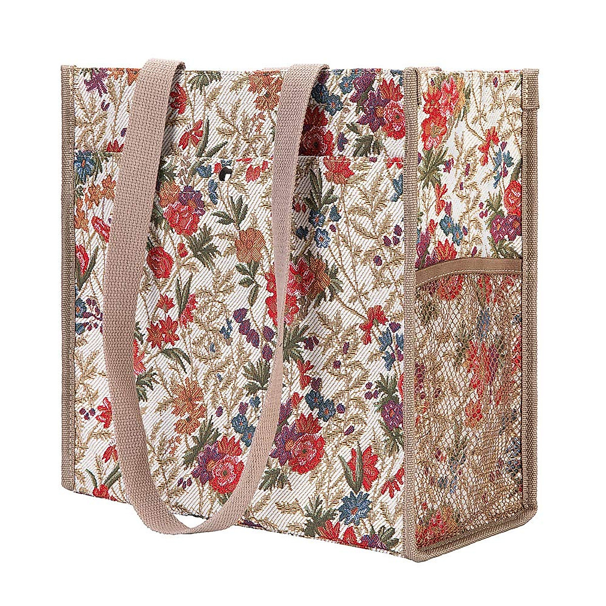 Signare Tapestry Shoulder Bag Shopping Bag for Women withFlower Meadow Design