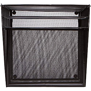 Office Desk Organizer Metal Mesh with 3 Paper Trays and 2 Vertical Upright Sections, Desktop File Holder for Letter Size A4, Folders, Stationary, and Desk Accessories