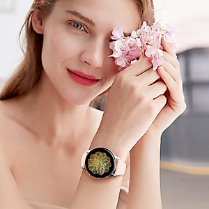 3 Pack Slim Sport Bands for Samsung Galaxy Watch Active 2 40mm 44mm, Soft Liquid Silicone Waterproof Straps for Replacement for Galaxy Watch Active Wristbands Women Men (PinkSand/Starlight/SageGreen)