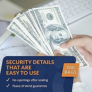 ControlTek SafeLok 12" x 16", Clear, Case of 500, Tamper-Evident Deposit Bags, Cash Currency Handling & Valuables, Moisture, Heat, Cold Detection, Tear-off Receipt + Large Barcodes 585093