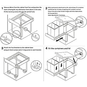 tonchean Pull Out Trash Can Under Cabinet 20 Quart + 10 Quart Under Sink Trash Can Double Sliding Trash Can Kitchen Pull Out Recycling Bin Waste Container for Garbage Classification