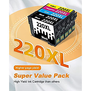 220XL Ink Cartridges Remanufactured Ink Cartridge Replacement for Epson 220 XL T220XL to use with WF-2760 WF-2750 WF-2650 WF-2630 XP-420 XP-320 XP-424 (2 Black, 1 Cyan, 1 Magenta, 1 Yellow 5 Pack)