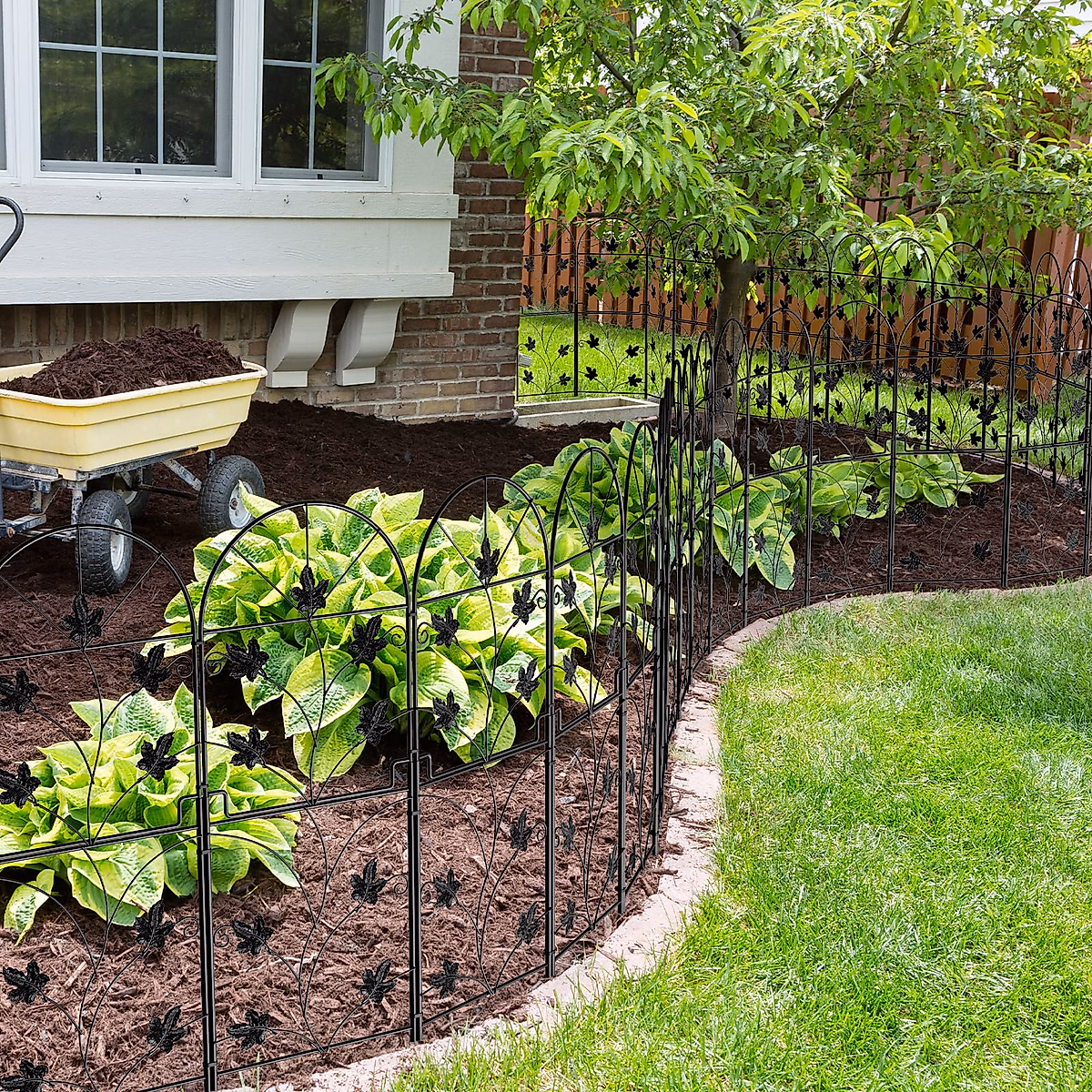 15 Pack Decorative Garden Fence Panels No Dig Fencing, Total 38in (H) x 16ft (L) Coated Metal RustProof Landscape Wire Border Folding Patio Fences Flower Bed Fencing Animal Barrier for Dog