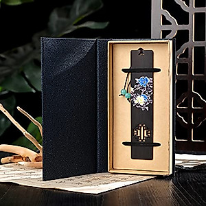 Melyaxu Handmade Natural Color Wooden Bookmark with Tassel - Peony Flower