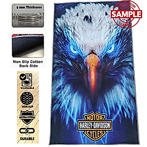 Harley Davidson mat Moto Cycles Motor Harley Davidson Decor Harley Rug Harley Davidson Harley Davidson Accessories Harley Davidson Rugs ahdc411 (2.6x4.6 feet - 80x140 cm)