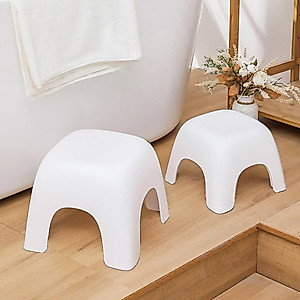 PRETYZOOM Step Stool for Kids, Plastic Skid-Resistant Foot Stool, Single Stool for Toddler Toilet Potty Training