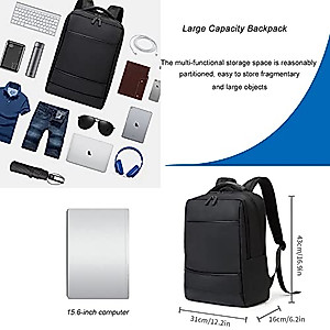 Seekvigor Laptop Backpack, Mens Backpack for Work, Work Backpack for Women, College Backpack, Travel Backpack, Holds 15.6 Inch Laptop, Can be Used as Travel Business Work - Black