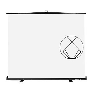 【Retractable Screen】 RAUBAY 78.7in x 74.8in Large Collapsible White Backdrop Portable Retractable Panel Photo Background with Stand for Video Conference, Photographic Studio, Streaming
