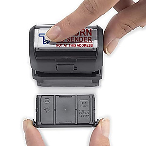 Trodat Stamp 4912 Office Printy with English Text RETURN to SENDER – Self Inking, Red and Blue Ink, Impression Size 3/4" x 1-7/8"