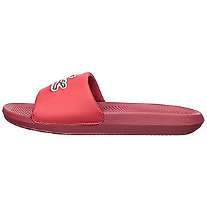 Lacoste Men's Croco Slide Legacy Sandal, Red/Navy/White, 10