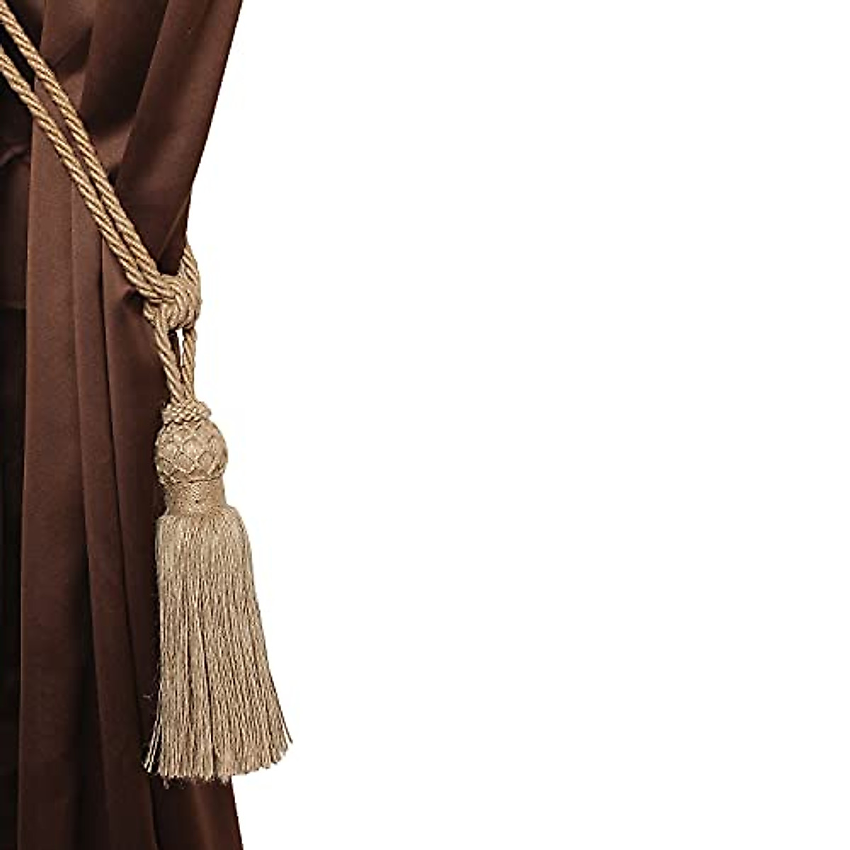 MALANOV 2 Pack Curtain Tiebacks, Strong Heavy Handmade Natural Jute Rope Drapery TieBacks, Decorative Holdbacks Holders for Window Sheer and Blackout Panels
